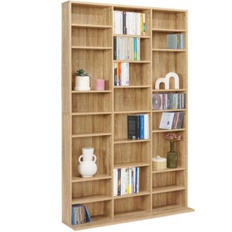 IDMarket Idmarket - Bibliothèque étagère cd ceylia 30 cases avec étagères modulables effet bois