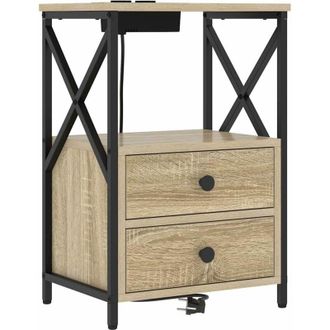 vidaXL Table de nuit avec station de chargement Ch&ecirc;ne sonoma Vidaxl