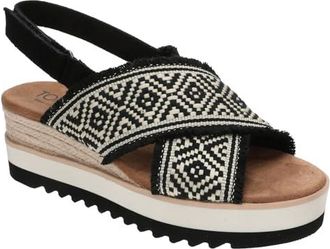 Toms Diana Crossover Southwest Espadrille &agrave; plateforme d&eacute;contract&eacute;e &agrave; talon moyen 5-7,6 cm - Noir, noir, 40 EU