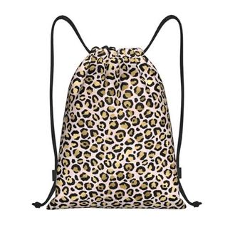 Generic Imprim&eacute; L&eacute;opard Or Et Blanc Unisexe Sacs De Sport &Eacute;tanche Sac &Agrave; Dos &Agrave; Cordon R&eacute;glable Sacs De Gym Pour Plage Vacances Voyage Piscine