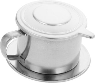 Cabilock Edelstahl Kaffeekanne Vietnamesischen Stils Wiederverwendbar F&uuml;r Zuhause Und B&uuml;ro Mit Deckel Und Griff Einzeltassen-kaffeebr&uuml;hen Pr&auml;zisionsfilternetz