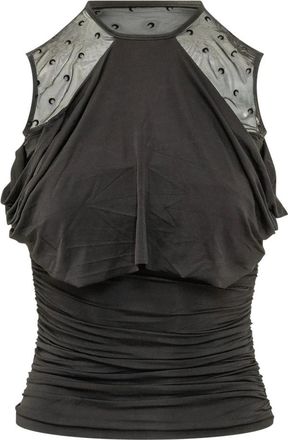 Marine Serre Femme, Blouses et Chemises, Noir, Taille: 38 FR Crepe Jersey SL Top