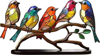 DOITOOL Vogel AST Dekoration aus Metall Handgefertigte Bunte Tierfigur als Schreibtisch Vogel Dekoration f&uuml;r Zuhause und Arbeitszimmer Wetterbest&auml;ndig und Lan