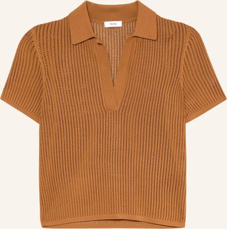 Reiss Reiss Strick-Poloshirt braun