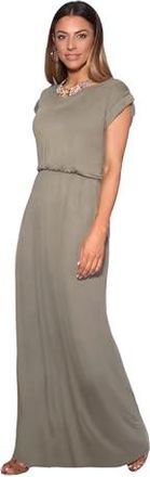 Krisp Maxi Robe Femme Longue Casual Chic Bohème, Kaki, 48, (3269-KHA-20)