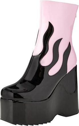 Lamoda Solitude, Bottine Femme, Flamme Noire Vernie Rose, 40 EU