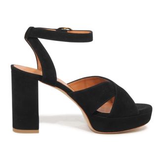Via Roma 15 Schwarze Wildleder-Sandalen - - Shoes - Damen - Schwarzk - 40 EU