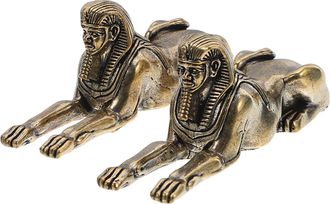 Cabilock 2 St&uuml;ck Sphinx Ornament Heimdekoration Alt&auml;gyptische Sphinx Figur Messing Schreibtisch