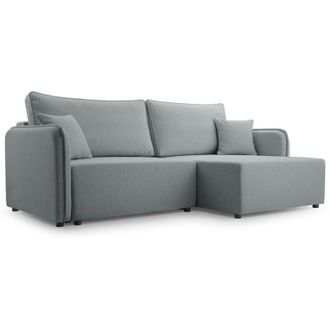 Selsey Kassian - Ecksofa mit Schlaffunktion und Bettkasten, hellgrau, rechts - Selsey