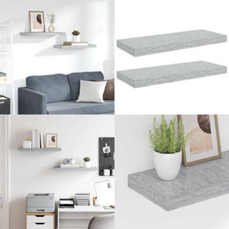 vidaXL Vidaxl - Schweberegale 2 Stk. Betongrau 60x23,5x3,8 cm mdf - Schwebendes Regal - Wandregal - Beton Grau - Regal Mit Unsichtbarer Montage