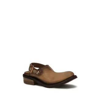 Miu Miu Womens Brown Calf Leather Bos Taurus Mules