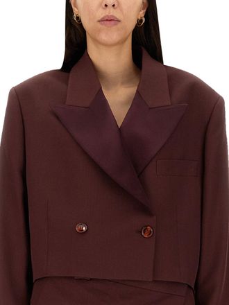 Acne Studios Wool-Blend Peaked Lapel Jacket - Bordeaux