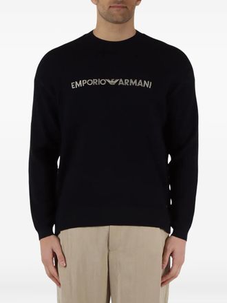 Emporio Armani pull à fentes latérales - Bleu