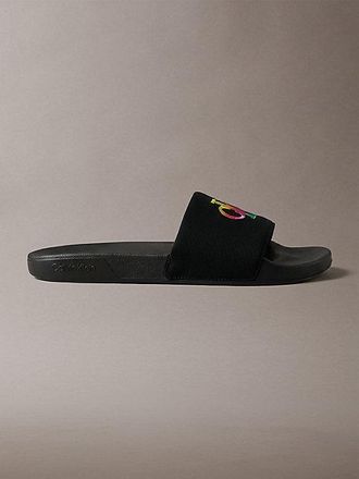 Calvin Klein Konturierte Logo-slippers Aus Canvas - Triple Black - Herren - EU 40