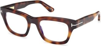 Tom Ford unisex, Accessoires, Brun, Taille: 52 MM Blue Block Rectangular Optical