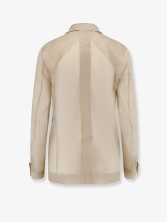 Max Mara Womens Silk Blazer Mxeslogan Beige Blazers Jacket