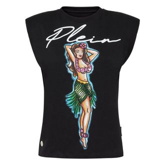 Philipp Plein Femme, Tops, Noir, Taille: 38 FR T-Shirt Col Rond Hawaii