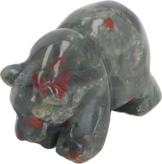 CHICIRIS Kristall-B&auml;r-Figur, Tierstatue, Ideal f&uuml;r Heimdekoration und Reiki-Heilung, mit Handpoliertem Stein (Blutstein)