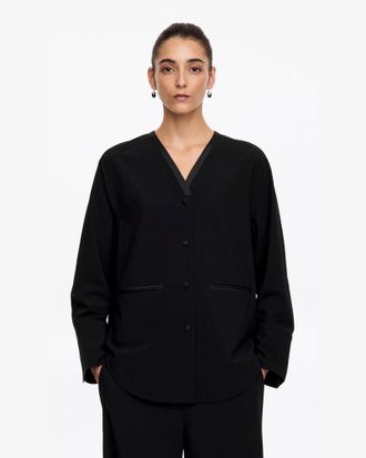 Arket Smokinghemd Mit Satindetails -Schwarz