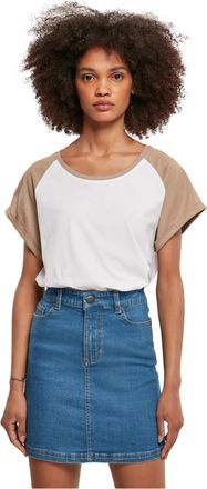 Urban Classics Ladies Contrast Raglan Tee Frauen T-Shirt weiß 5XL 100% Baumwolle Basics, Streetwear