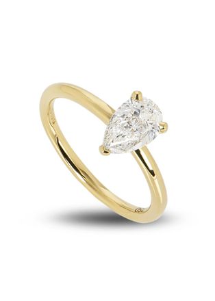 Bespoke 18kt Yellow Gold Pear Cut Diamond Engagement Ring - Size 53