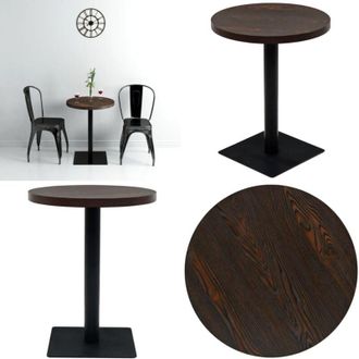 vidaXL Bistrotisch mdf und Stahl Rund 60&times;75 cm Dunkle Esche - Esstisch - Bistrotisch - Runder Tisch - Holztisch - Tisch F&uuml;r Caf&eacute; - Home & Living