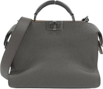 Fendi Pre-owned Sac &agrave; main Peekaboo ISeeU Small en cuir de veau - Femme - Pre-owned - Gris - Taille: ONE Size