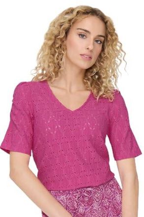 Only Onlrosa S/S V-Neck Puff Top JRS T-Shirt, Rose, M Femme