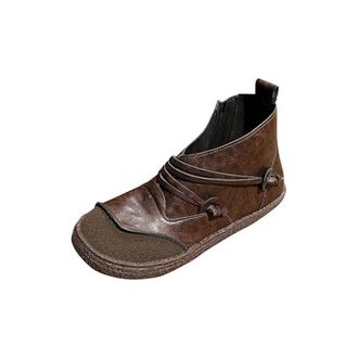 Generic Bottines plates pour femme - Coupe large - Style r&eacute;tro - Bout rond - Fermeture &eacute;clair lat&eacute;rale - Antid&eacute;rapantes - Confortables - Pour le bureau et le 