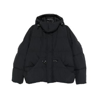 sacai Homme, Vestes, Noir, Taille: M Manteau Noir &agrave; Capuche et Cordon