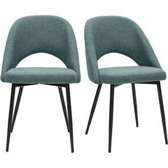 Miliboo Miliboo - Chaises vintage en tissu vert de gris et m&eacute;tal noir (lot de 2) cosette