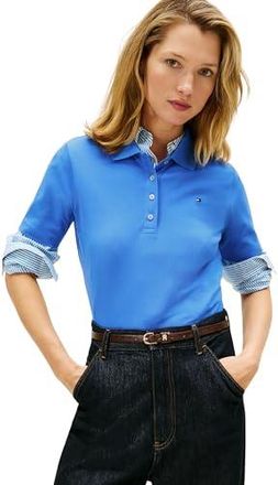 Tommy Hilfiger Polo piqu&eacute; 1985 REG SS WW0WW43224 S/S pour Femme, Bleu (Bleu Fascinant), S, Bleu (Bleu Fascinant), S