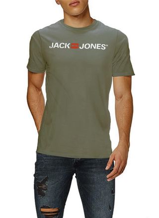 Jack & Jones Herren JJECORP Logo Tee SS Crew Neck NOOS 12137126, Dusty Olive/White - REG, XXXL