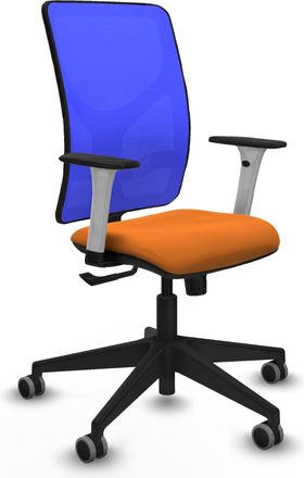 Piqueras y Crespo Gepolsterter B&uuml;rostuhl mit wei&szlig;en und schwarzen Armlehnen, h&ouml;henverstellbare Lendenwirbelst&uuml;tze, ausgestattet mit 3 Positionen, Blau/Orange