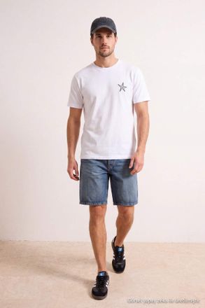Trendyol MAN Herren Wei&szlig; Tropisch Kurz Slim Fit T-Shirts