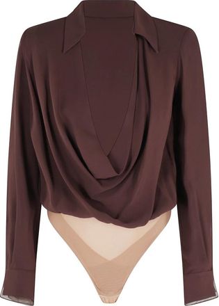 Elisabetta Franchi Femme, Tops, Brun, Taille: 36 FR Bodysuit en Georgette