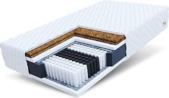 FDM MULTIHARD Multipocket-Taschenfederkernmatratze 180x200 cm H&ouml;he 19 cm 7 Zonen Kokos Schafwolle-F&uuml;llung H&auml;rtegrad H4/H5 Waschbarer Bezug &Ouml;ko-Tex Allergi