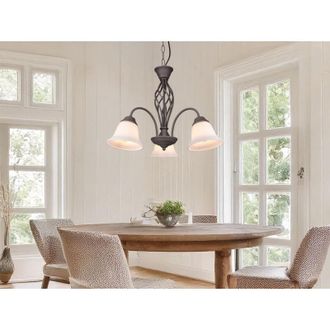 Trio Pendelleuchte rustica 3-flammig in Rostoptik mit Glasschirmen, ø 55cm