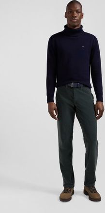 Eden Park Pantalon Chino En Coton Velours Stretch Gris Coupe Regular