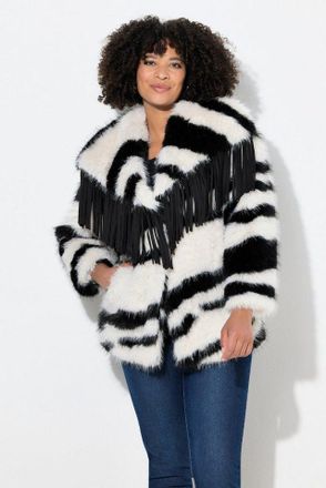 Angel Of Style Outdoorjacke Pl&uuml;schjacke Straight Fit Muster Kragen mit Fransen