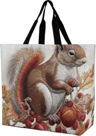 Generic Feuilles Et &Eacute;cureuil Sac Fourre Tout L&eacute;ger Sacs R&eacute;utilisable Sac Fourre-Tout Pour Plage Quotidienne Universit&eacute;