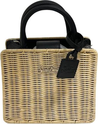 Saint Barth Femme, Sacs, Beige, Taille: ONE Size Sac &agrave; main avec bandouli&egrave;re en raphia et cuir