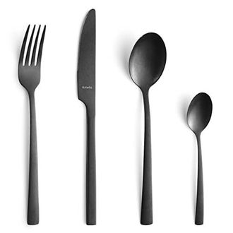 Amefa 9035VTVG17B78 Set de 16 Ménagère Coffret 4 Personnes, Acier Inoxydable, Noir, 15,3 x 6,2 x 25 cm