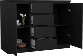 Dmora Kommode Alix, Wohnzimmerbuffet, Wohnzimmer-Sideboard, Moderne K&uuml;chen-Speisekammer, 121x50 h91 cm, Schwarz - Dmora