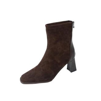 Generic Bottines Chelsea &agrave; talon &eacute;pais pour femme - &Eacute;l&eacute;gantes et confortables - Fermeture &eacute;clair dans le dos - Pour lautomne et lhiver, marron, 36.5 EU