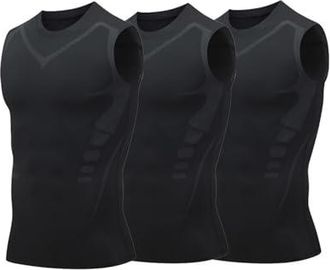Generic Lot de 3 Gilet de Mise en Forme Ionique, Nouveau D&eacute;bardeur de Compression pour Hommes, Gilet de Modelage du Corps &Agrave; Compression Ionique