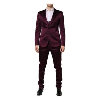 Dolce & Gabbana Dunkelvioletter Seidenanzug 3-Teilig - - Suits - Herren - Lila - 2XL