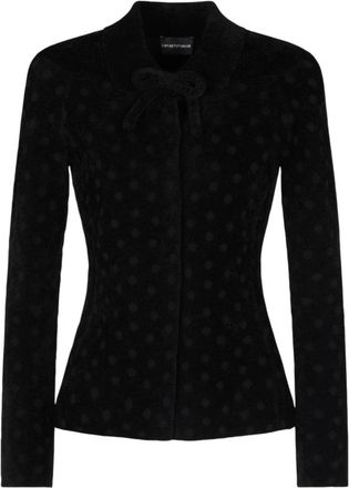 Emporio Armani Femme, Vestes, Noir, Taille: 46 FR Jacquard Chenille Blazer