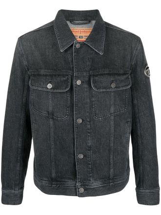 Diesel veste en jean &agrave; plaque logo - Noir