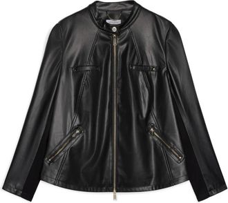 Fiorella Rubino Femme, Vestes, Noir, Taille: 50 FR Veste de motard avec inserts en tissu stretch